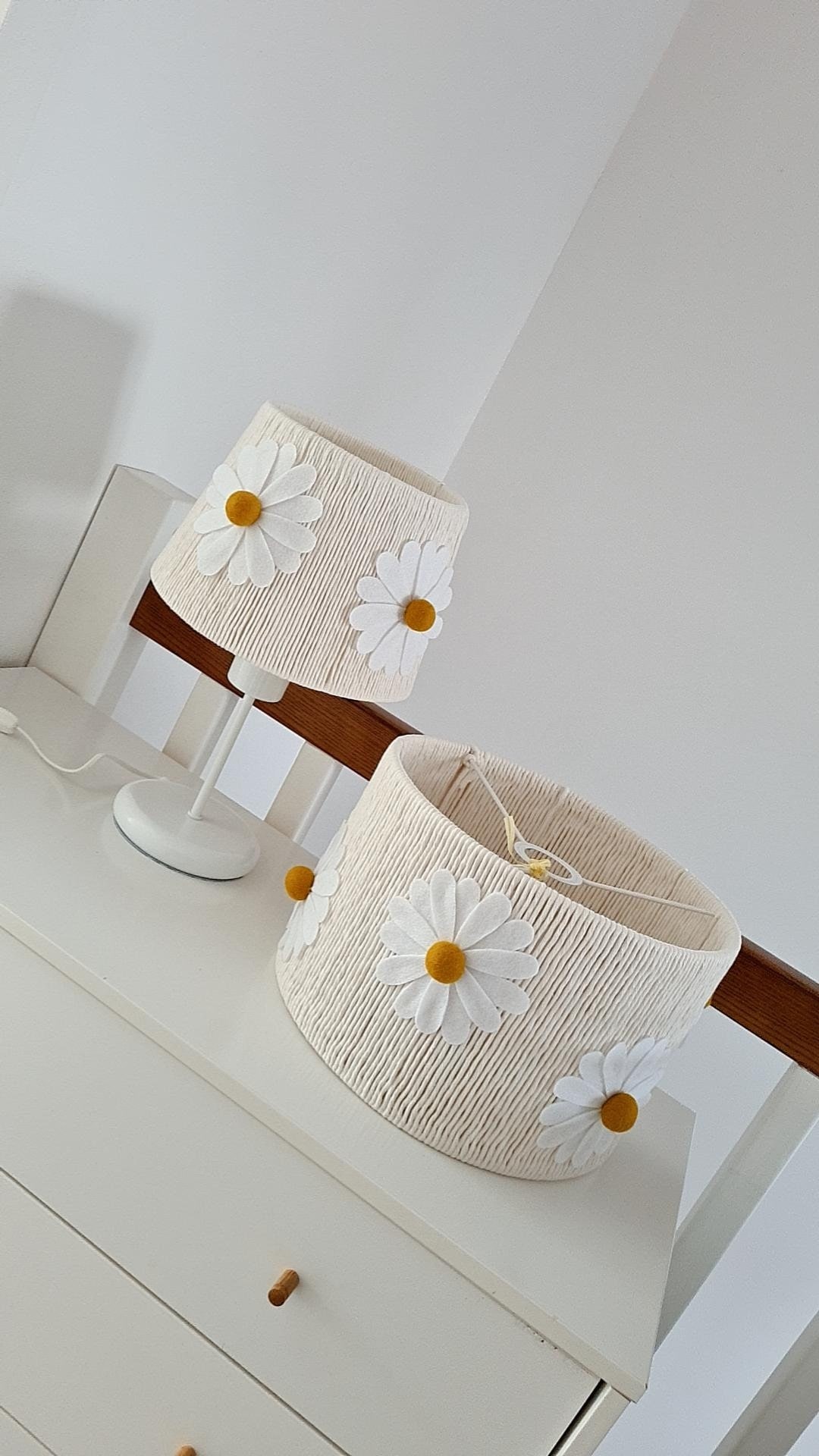 Set Od 2 Daisy Lampshades, Floral Table Lampshade, Daisy Flowers Lamp ...
