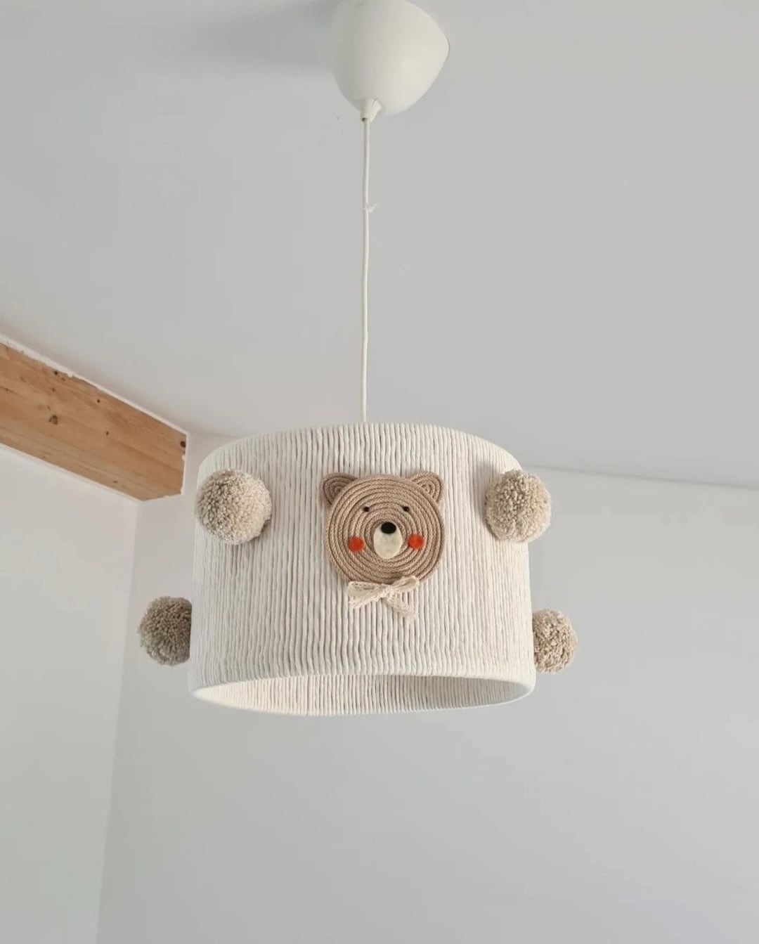 Teddy Bear Lampshade: Boho Nursery Chandelier With Pom Poms - Etsy