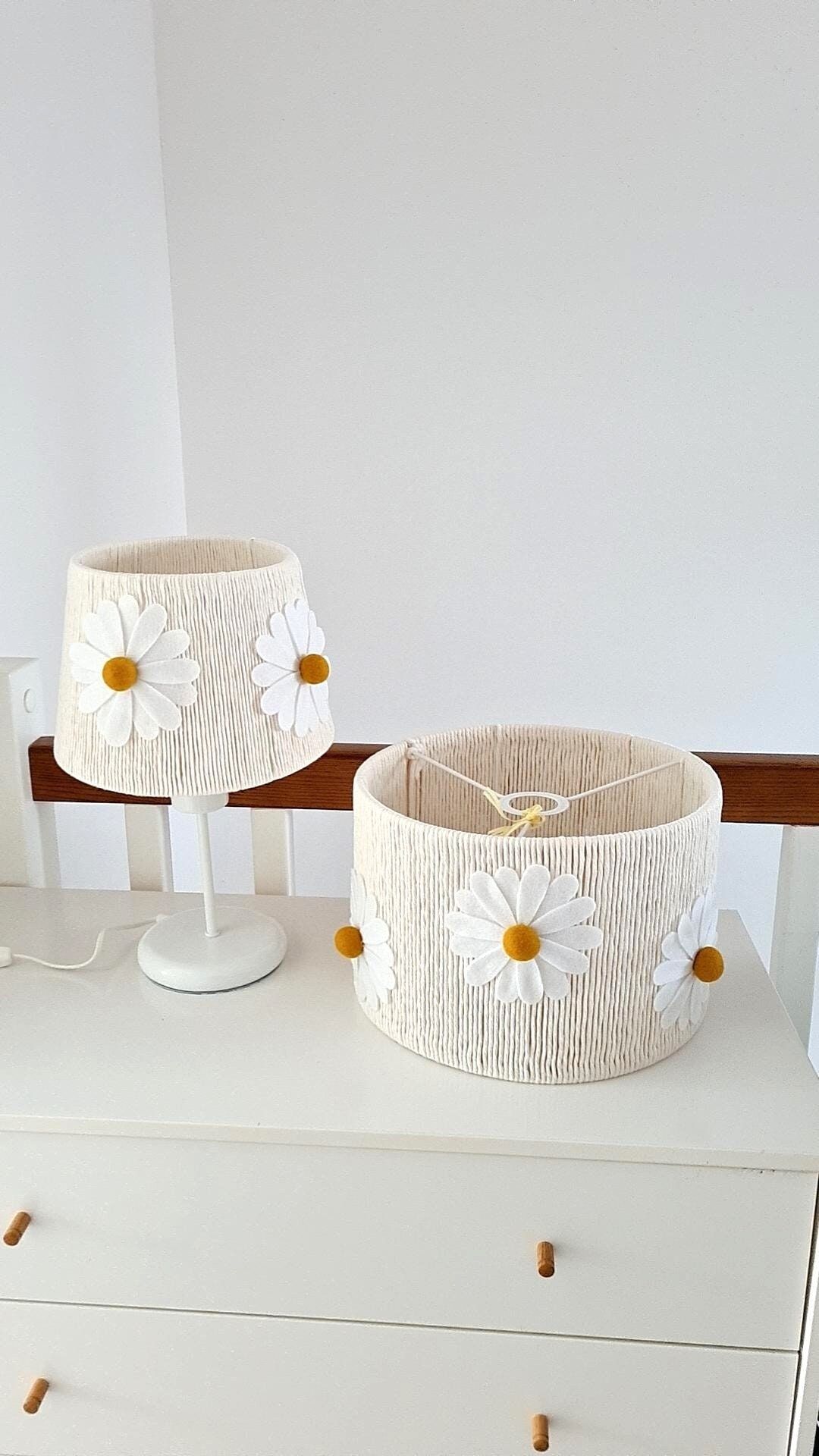 Set Od 2 Daisy Lampshades, Floral Table Lampshade, Daisy Flowers Lamp ...