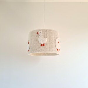 Handmade Goose Nursery Lampshade: Soft White Fabric Pendant Light - Etsy UK