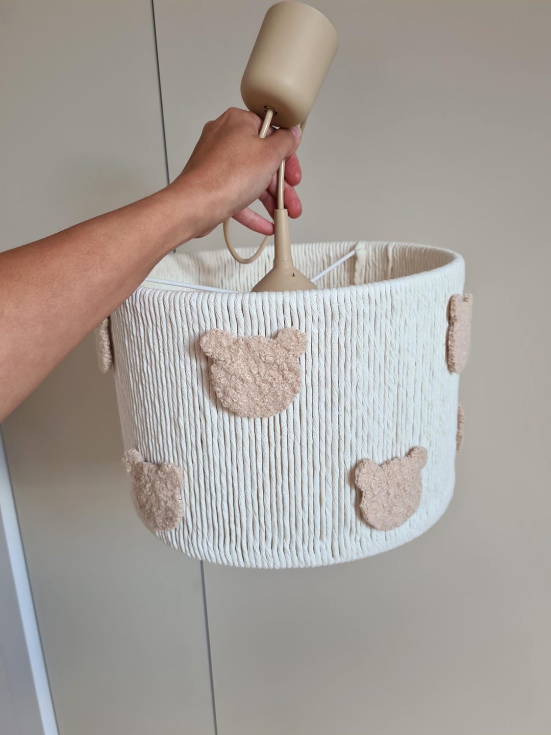 Handmade Beige Teddy Bear Lampshade: Boucle Nursery Light - Etsy