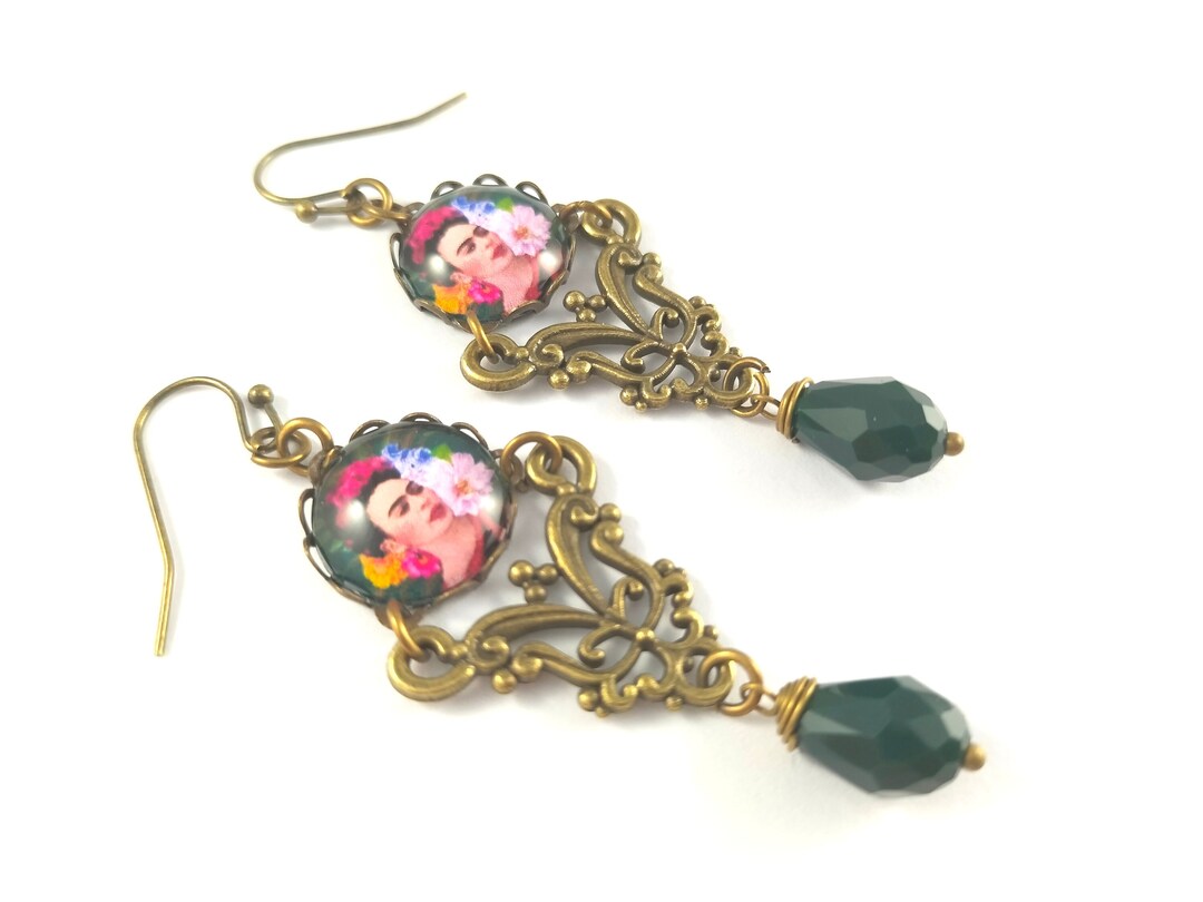 FRIDA EARRINGS, Frida Kahlo Earrings, Colorful Earrings, Folk Earrings ...