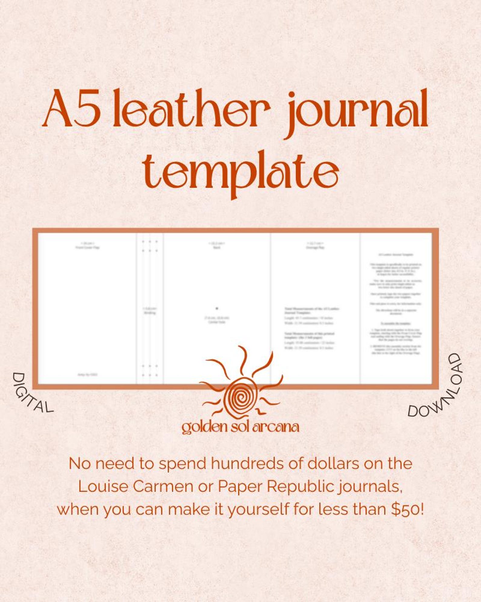 A5 Leather Journal Template: DIY Pattern (digital Download) / Louise ...