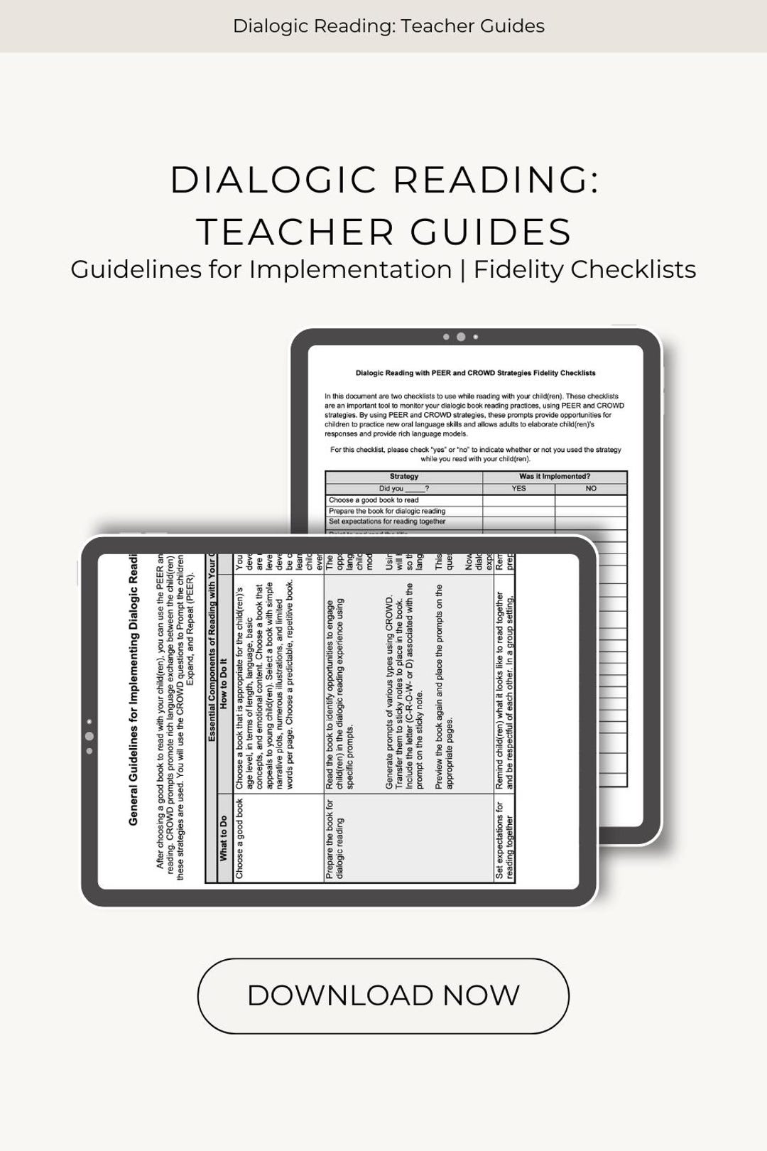 Dialogic Reading: Teacher Guides / Interactive Reading / Checklists ...
