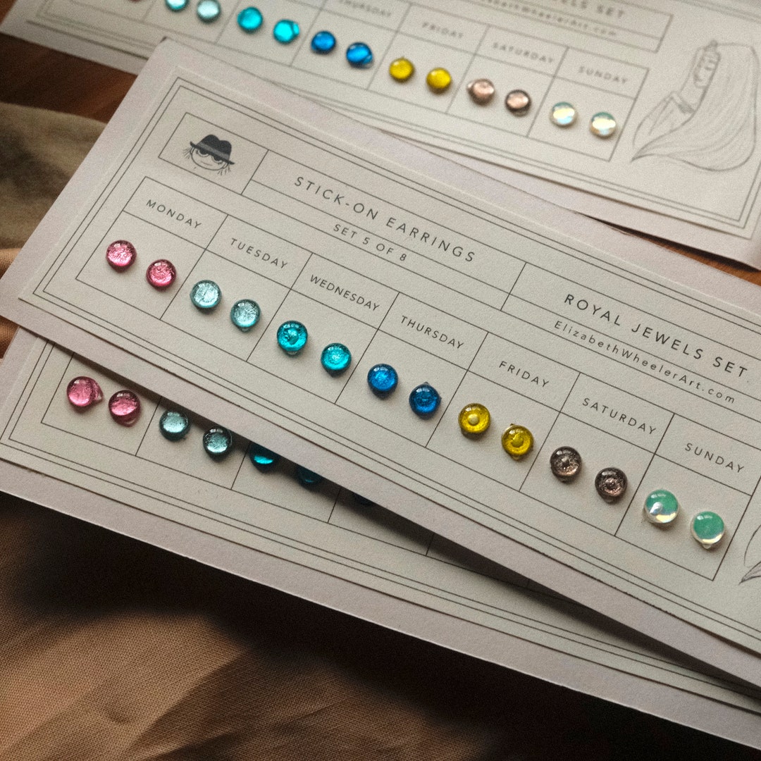 Retro 90's Stick-on Earrings Week Set - Royal Jewels Set - Etsy