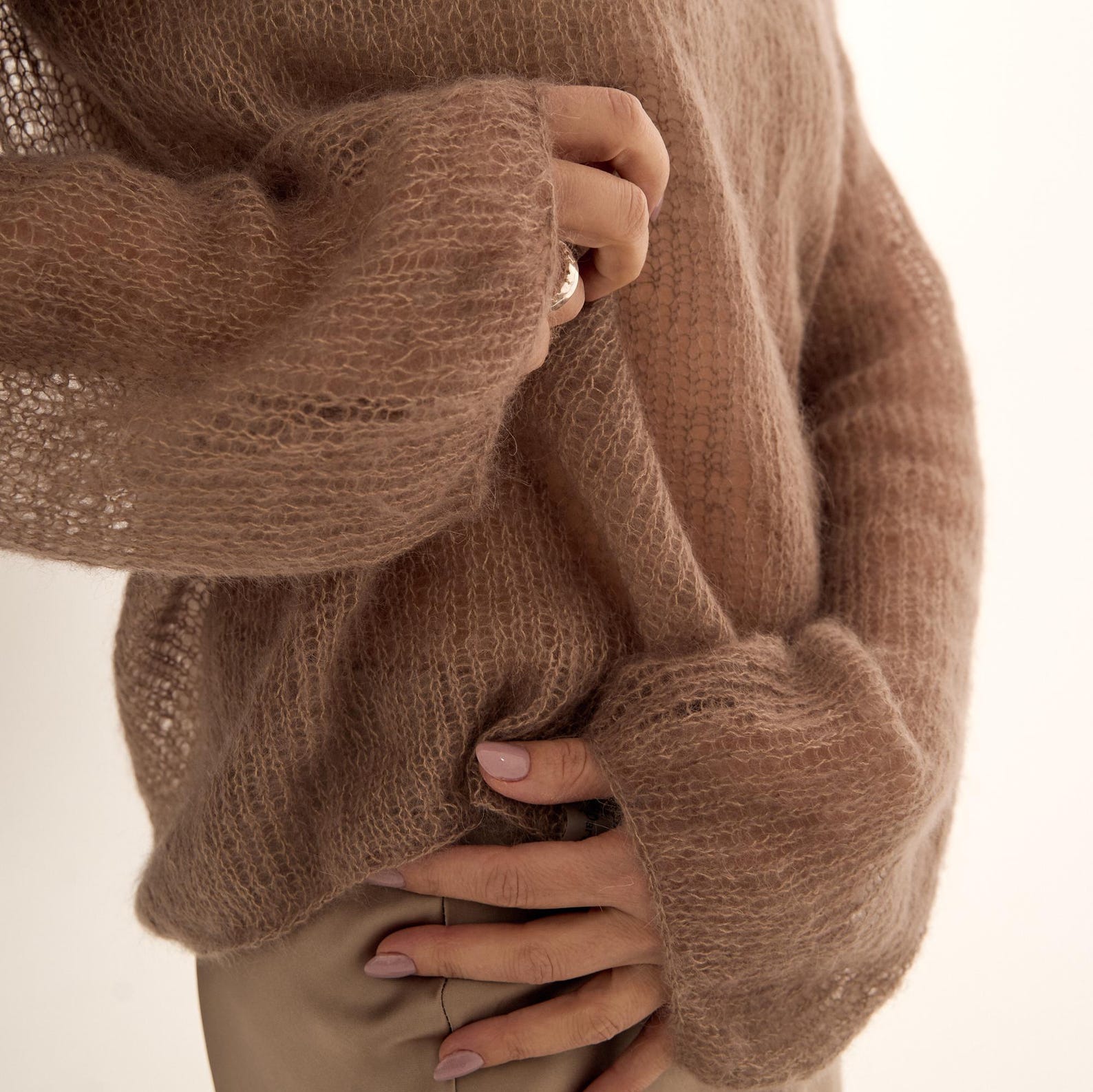 Mohair Sweater for Women Transparent Round Neck Pullover Mesh ...