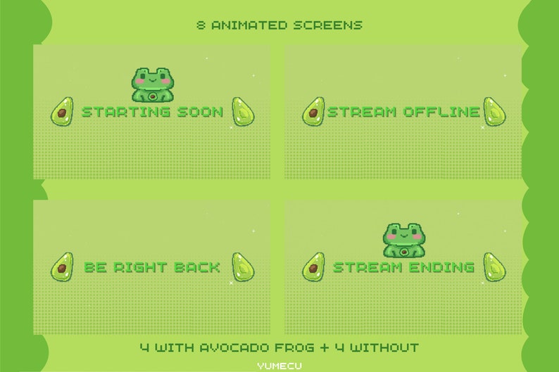 Pixel Avocado Frog Stream Package - Etsy