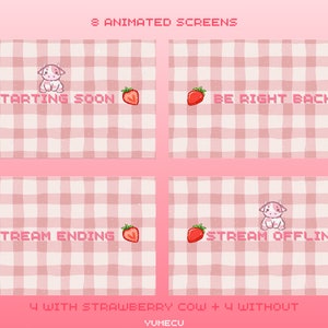 Pixel Strawberry Cow Stream Package - Etsy