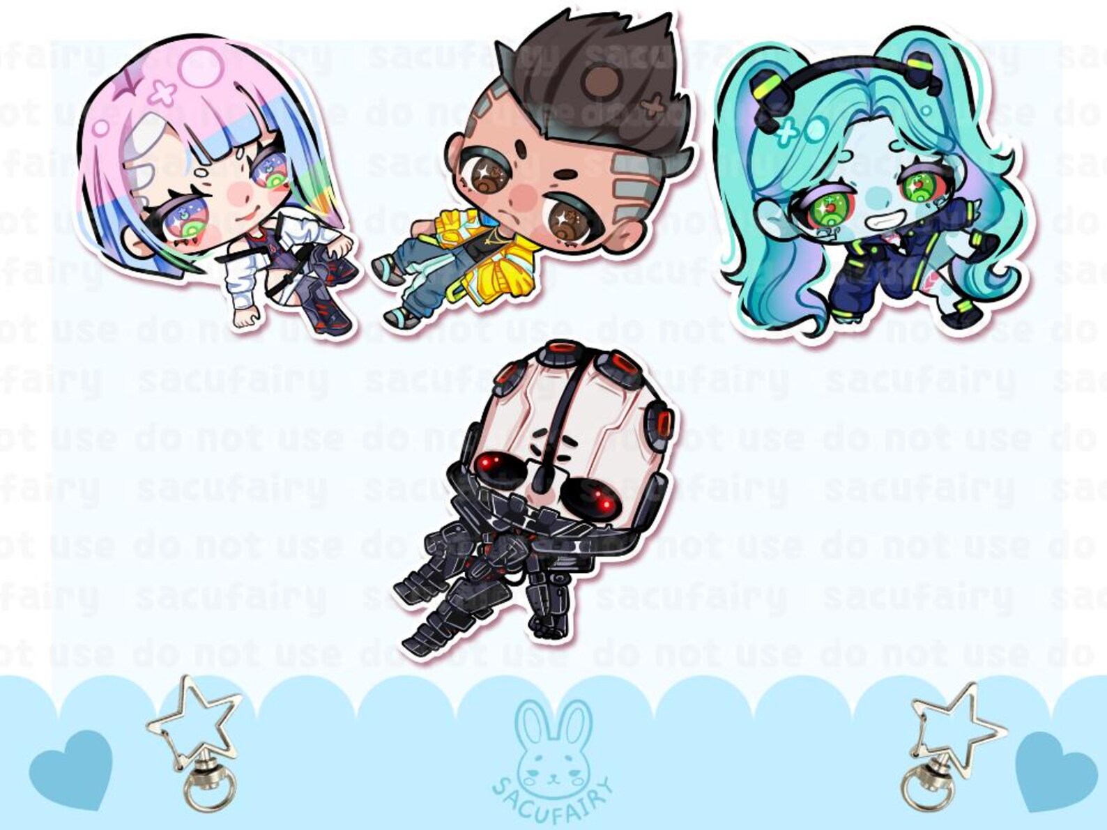 Netrunner Anime Inspired 2.5-inch Clear Acrylic Double-sided Keychains ...