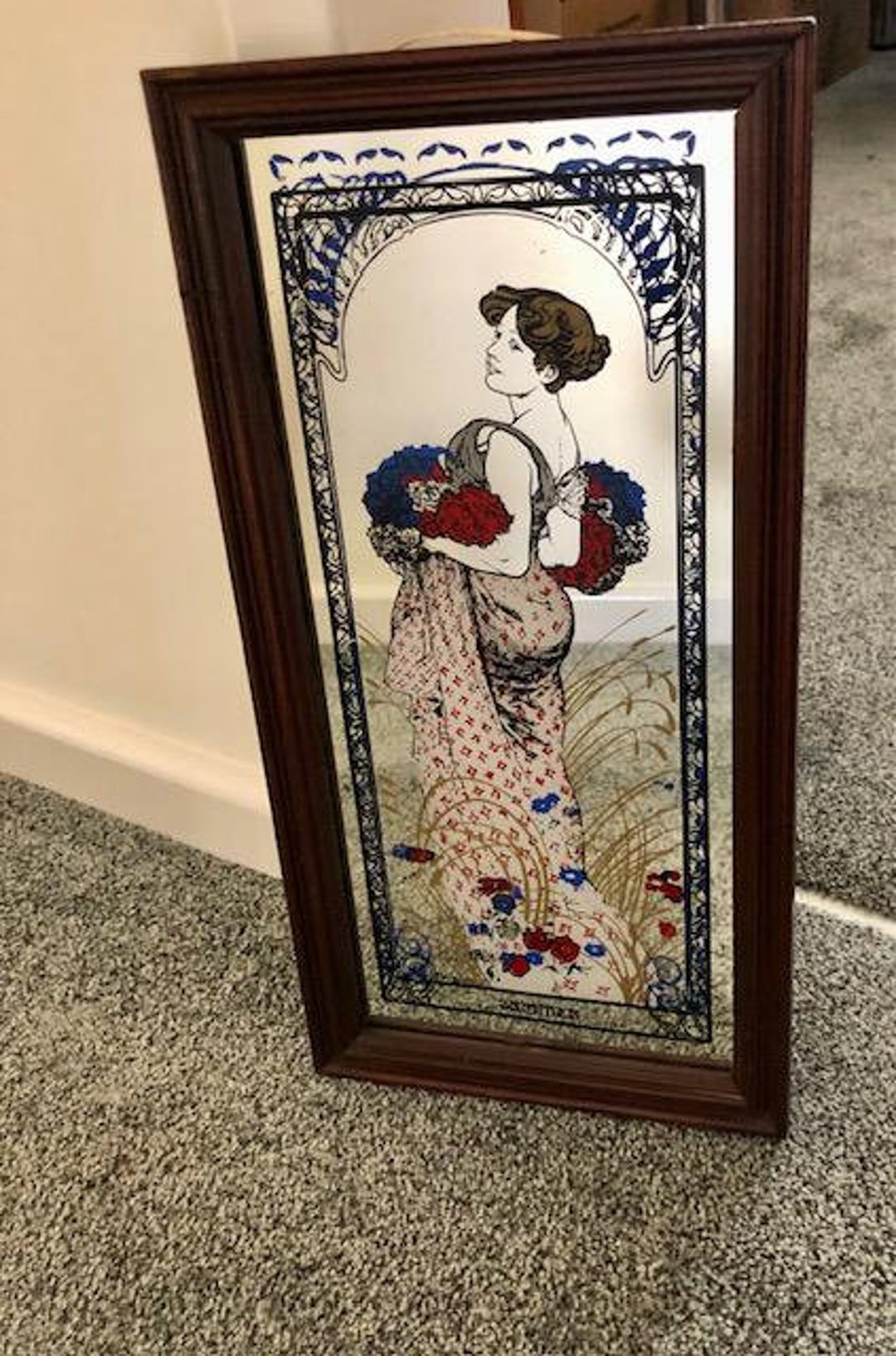 Vintage Alphonse Mucha summer Mirror - Etsy