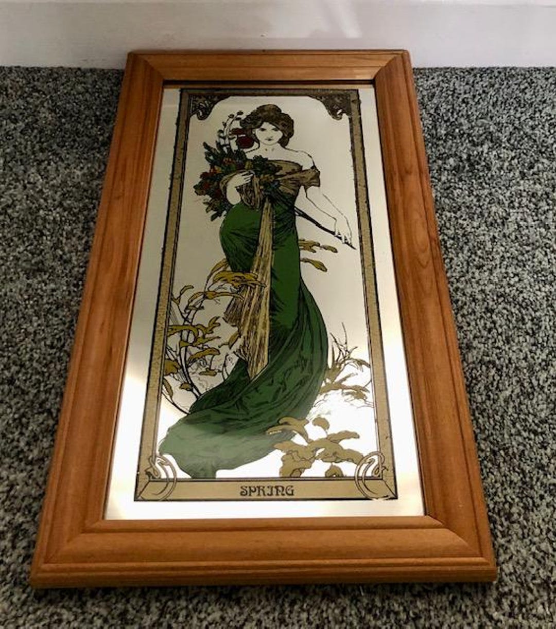 Vintage Alphonse Mucha spring Mirror - Etsy