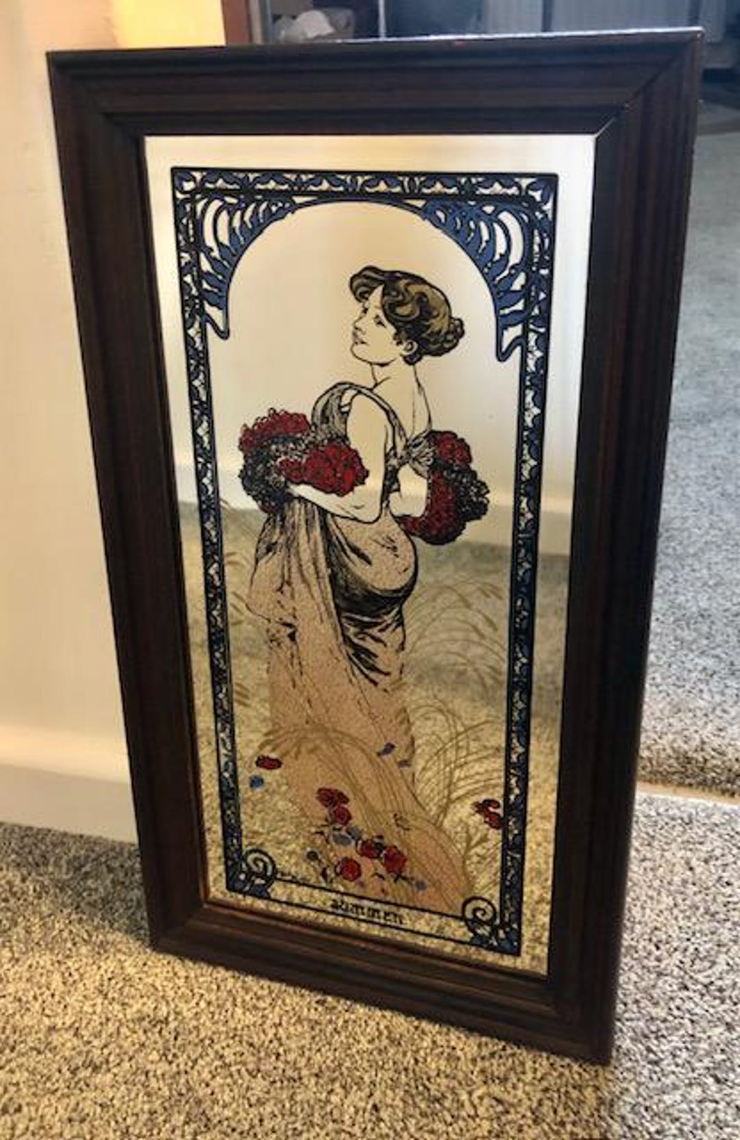 Vintage Alphonse Mucha summer Mirror - Etsy
