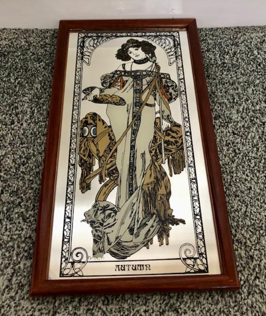 Vintage Alphonse Mucha Mirror - Autumn - Etsy