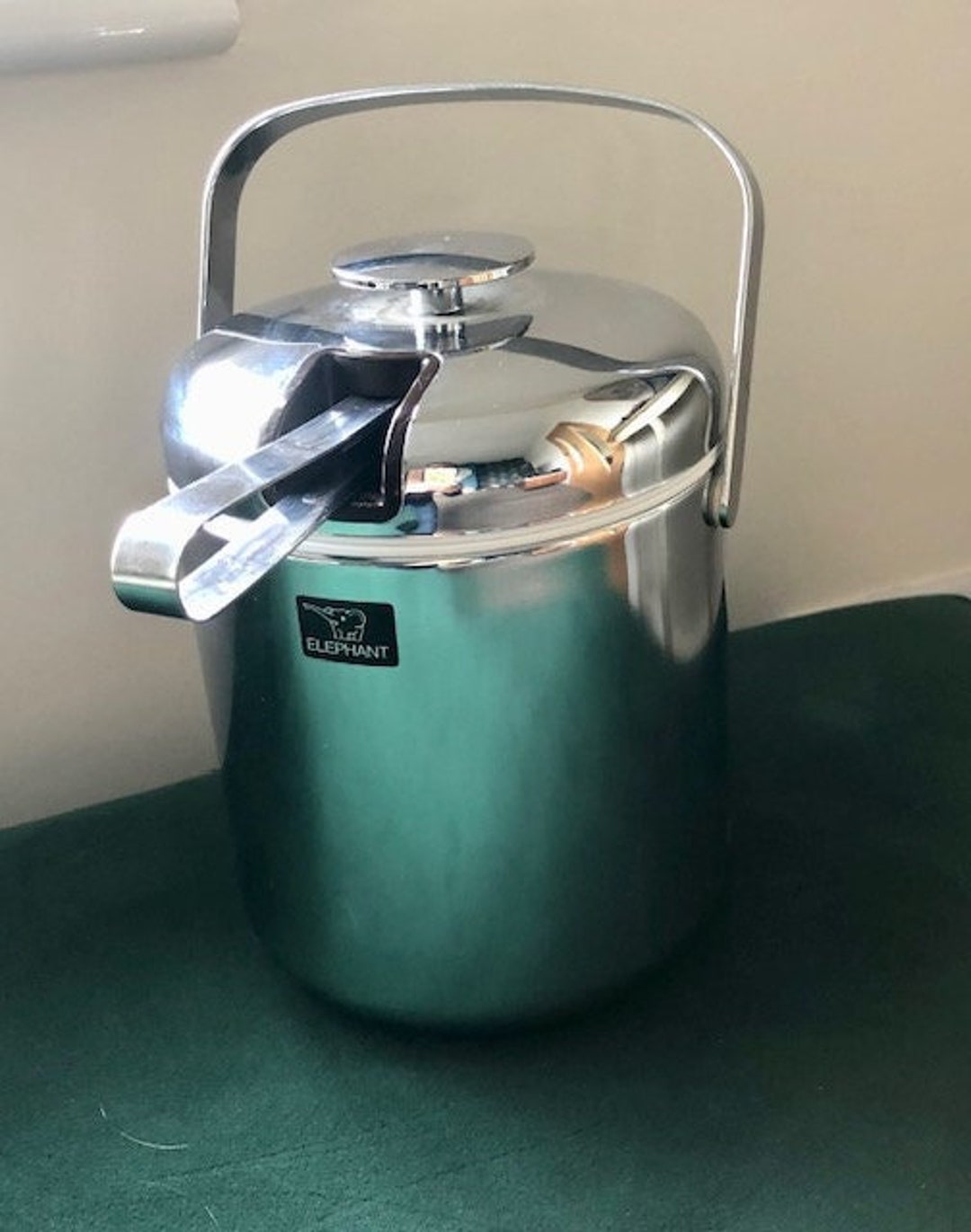 Vintage elephant Ice Bucket With Handle and Tongs - Etsy
