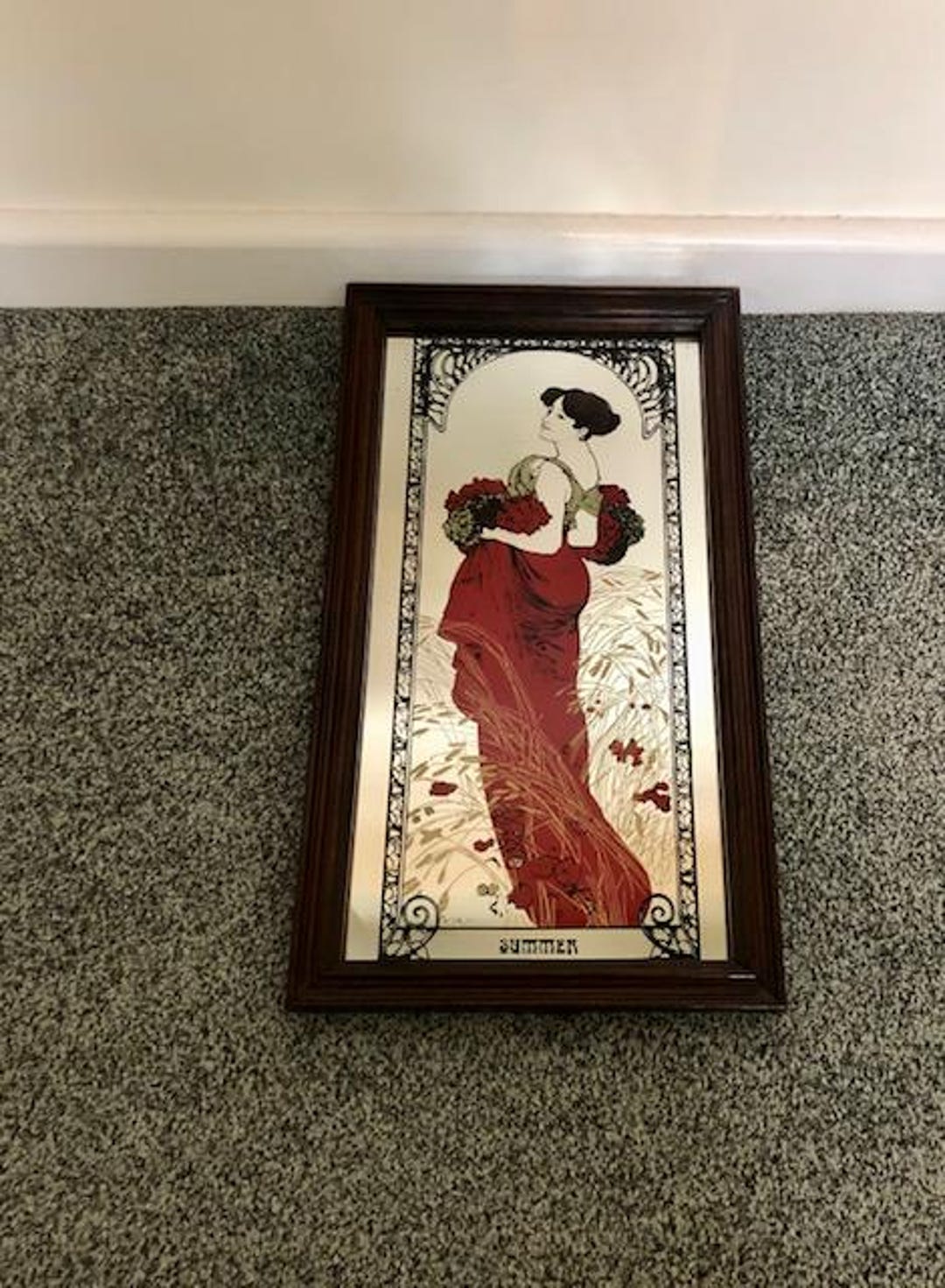 Vintage Alphonse Mucha summer Mirror - Etsy