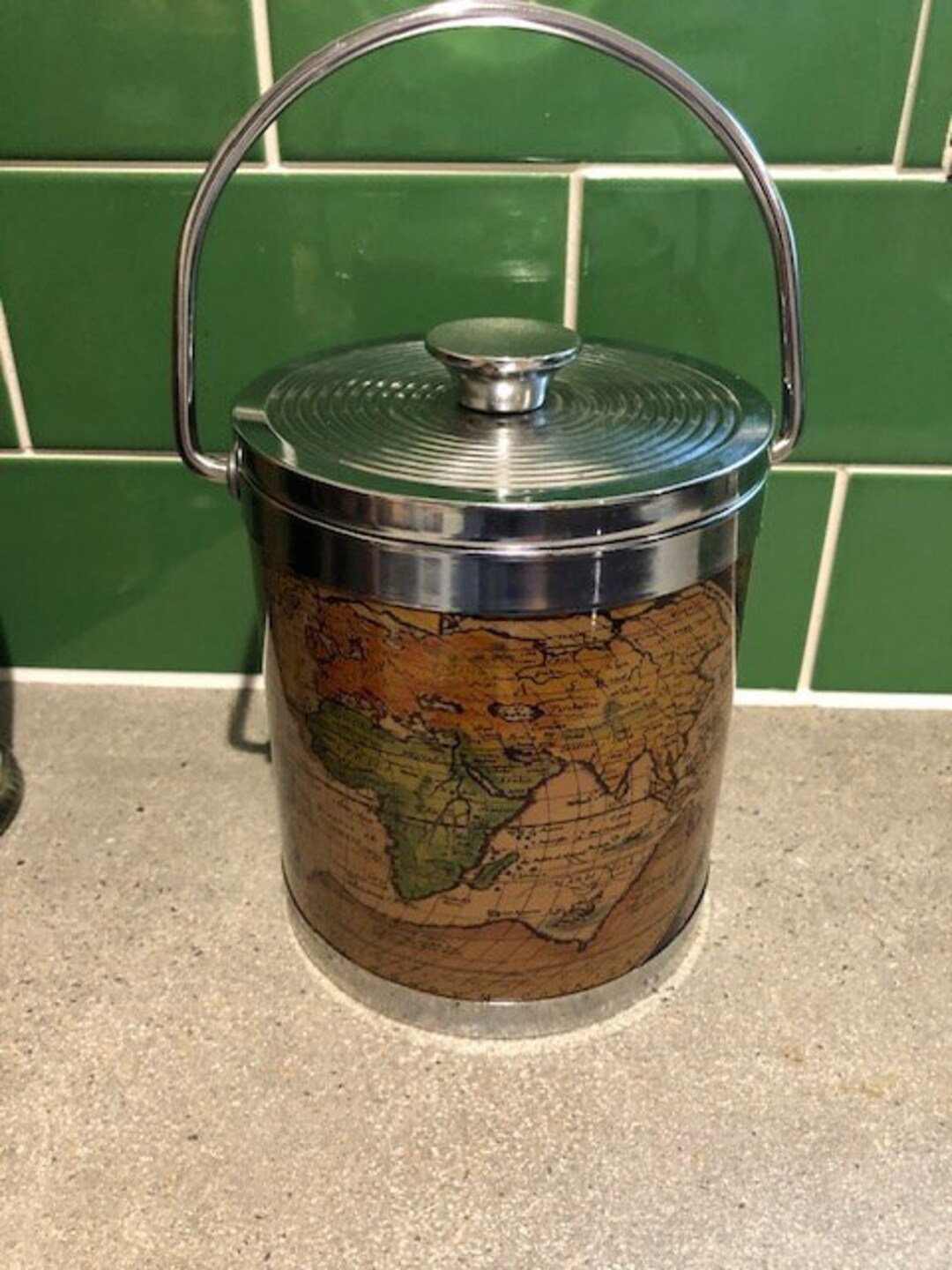 Vintage Ice Bucket - Map of the World - Typvs Orbit Terrarvm - Etsy