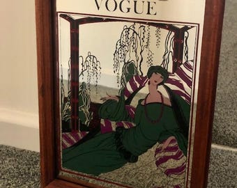 Art Deco Vintage Vogue Advertising Mirror, 70's Wall Decor, Retro ...