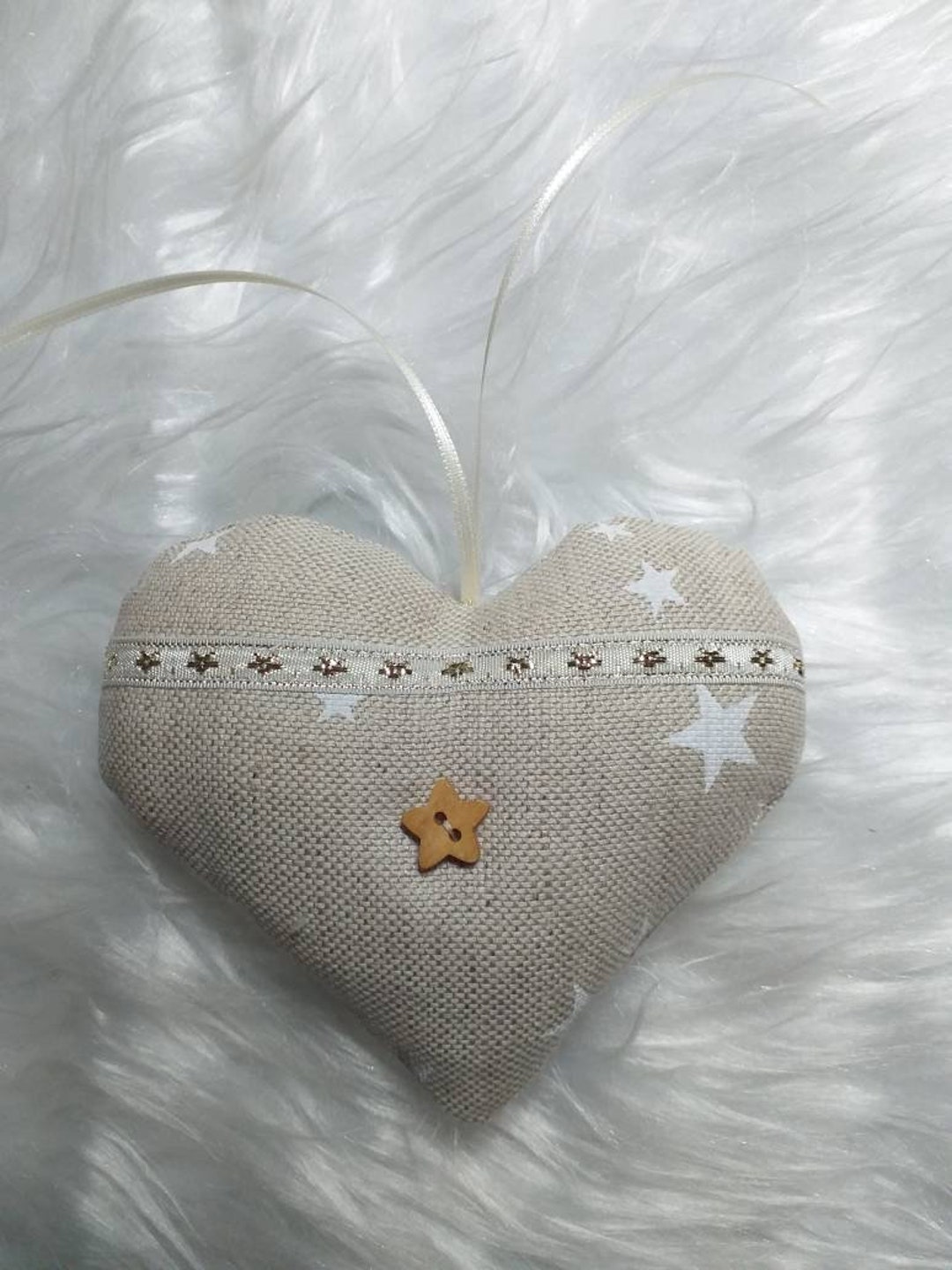 Linen Heart, Heart, Fabric Heart, Shabby, Wedding Decoration, Noble ...