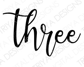 One SVG Number One Hand Lettered Cursive Text Digital | Etsy