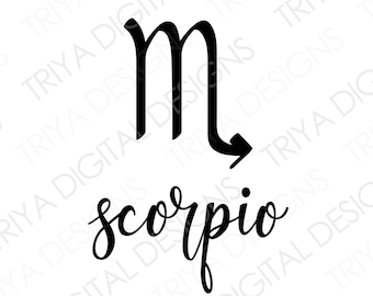 Scorpio Zodiac Vector SVG Handwriting Unique Calligraphy - Etsy