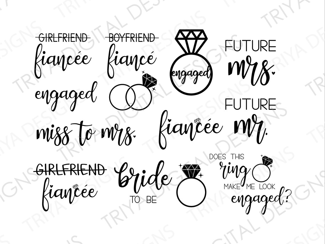 Engagement SVG Bundle Fiancé Fiancée Engaged Future Mrs - Etsy