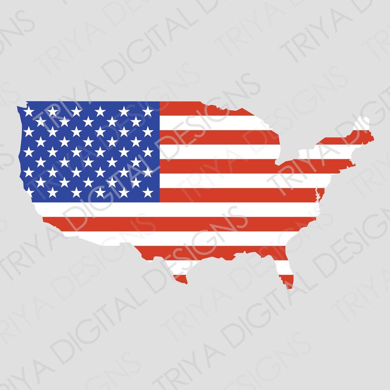 United States Shape With Flag - Etsy