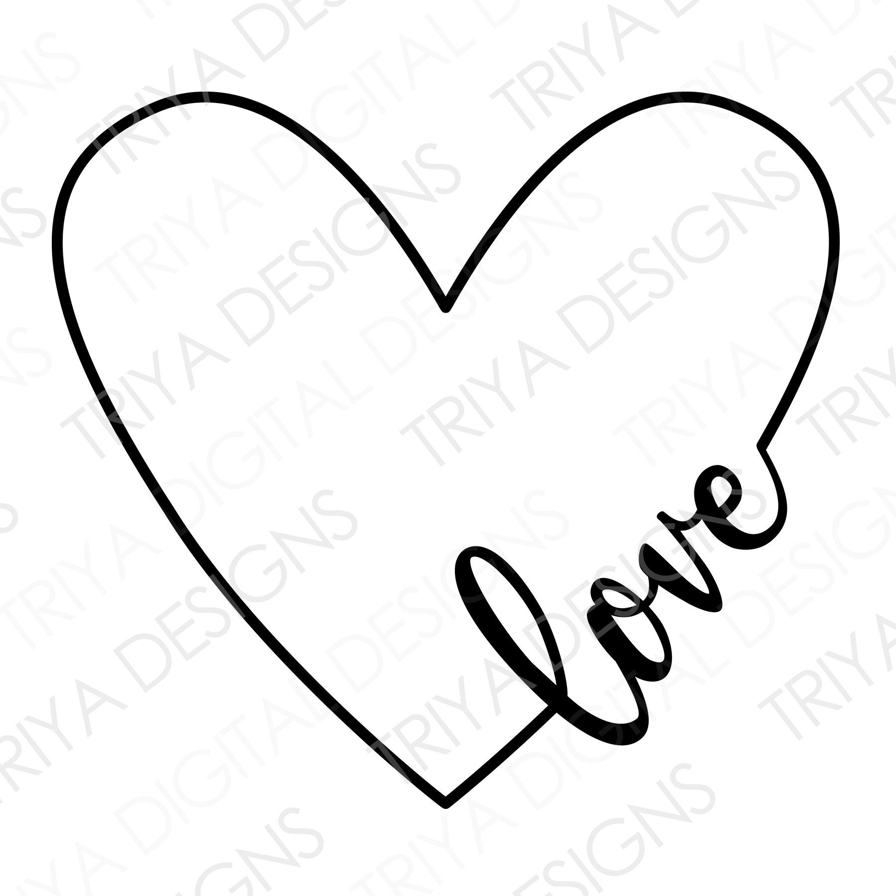 Heart With Custom Name SVG Hand Lettered Cursive Text - Etsy