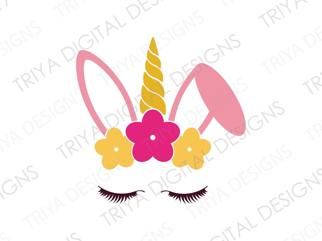 Easter Bunny Unicorn SVG File | Easter Unicorn Face PNG File, Rabbit ...