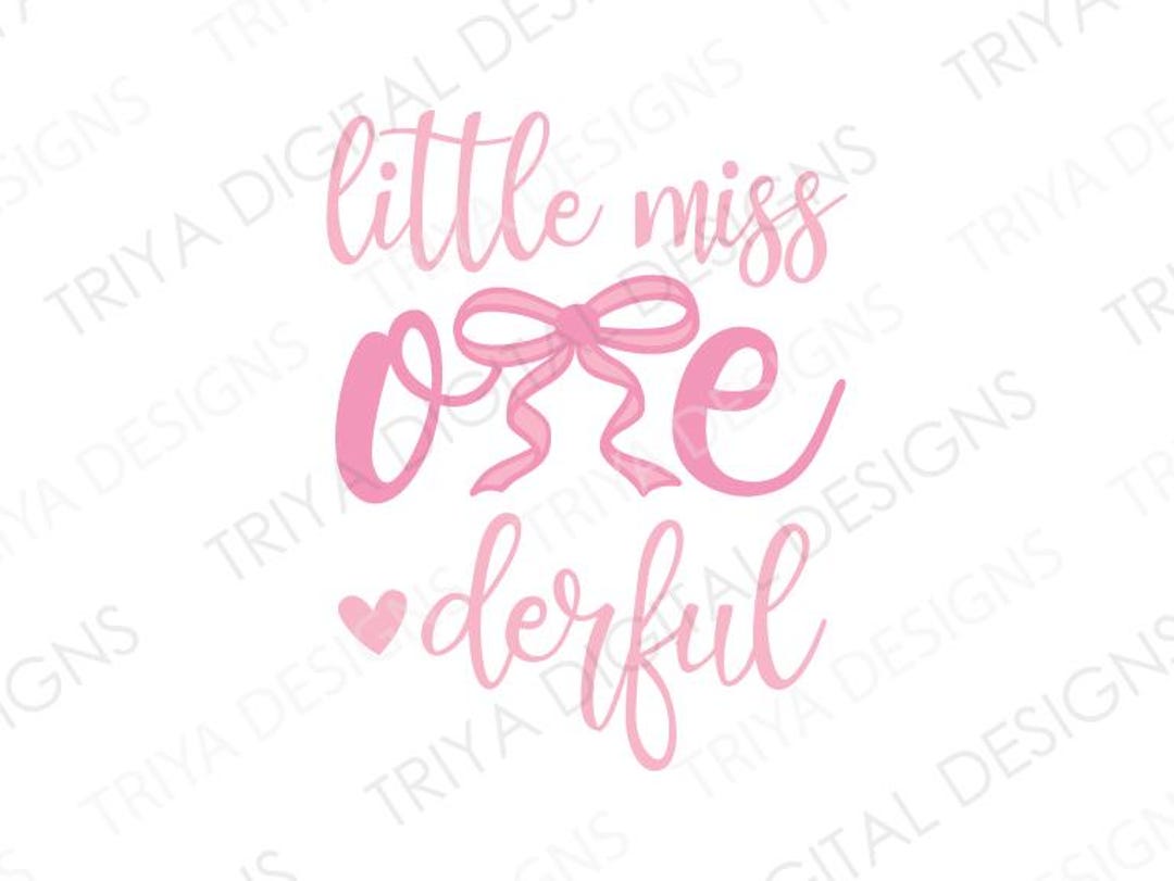 Little Miss One-derful Pink With Bow SVG | Cursive One Text With ...