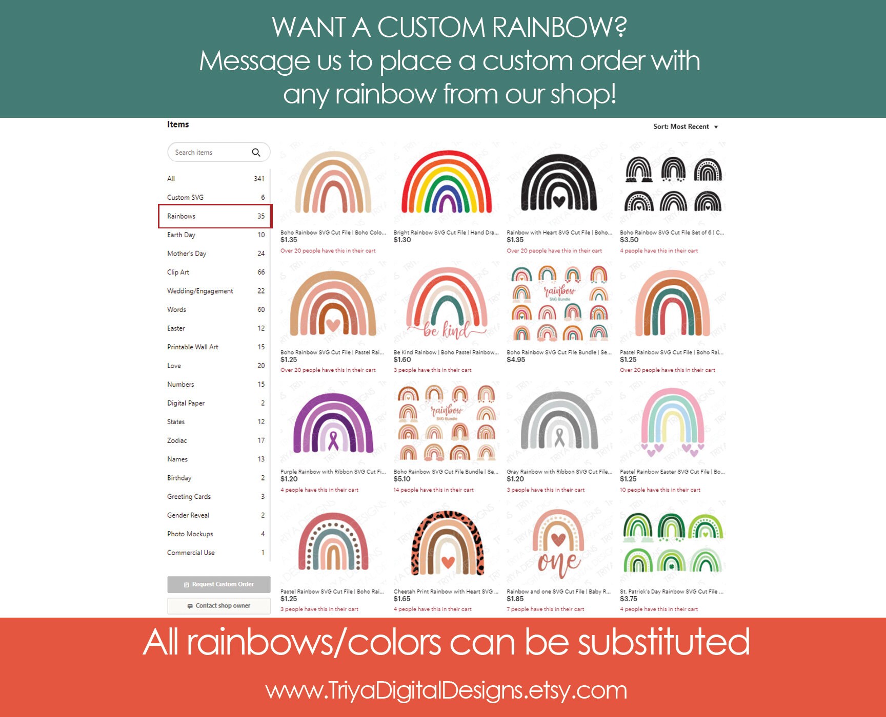 Custom Rainbow with Text SVG Cut File Boho Rainbow With | Etsy