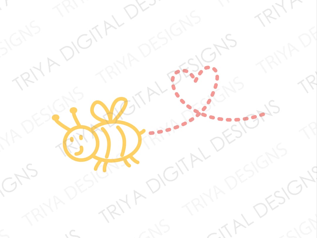 Bee With Heart Trail SVG Cut Files Bumblebee Bug Clip Art - Etsy