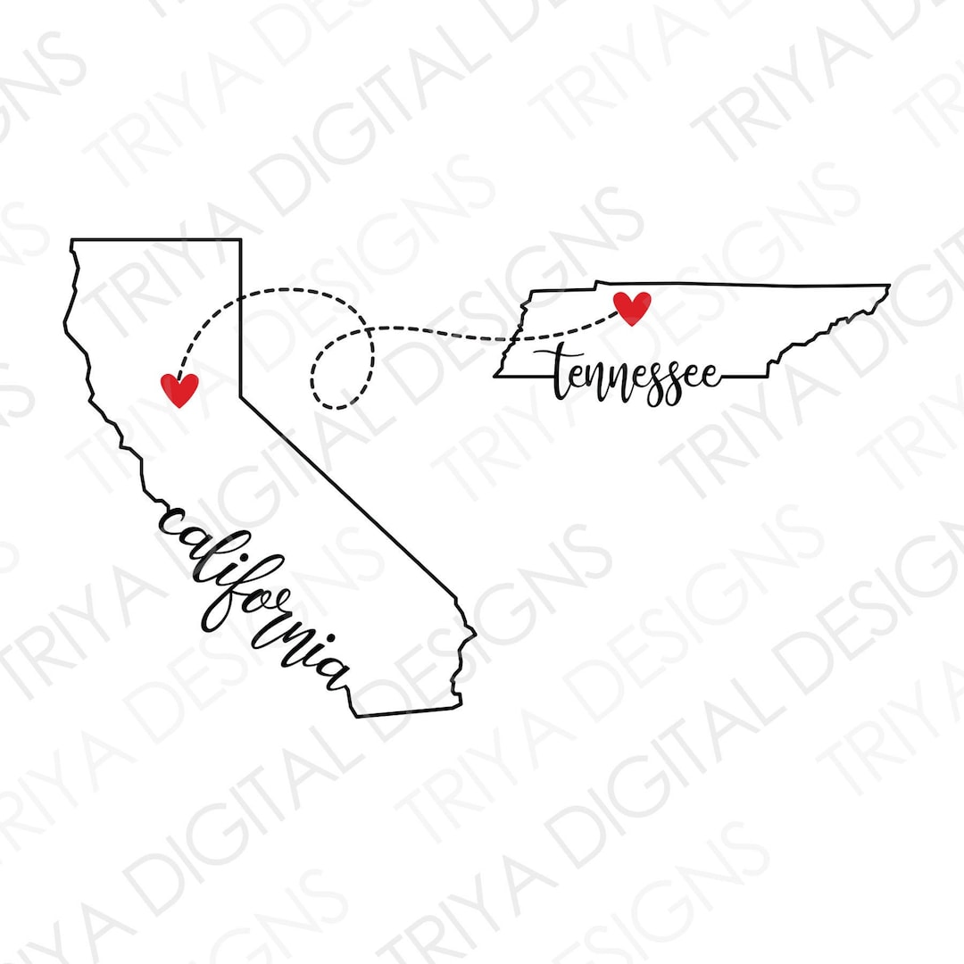 Custom Moving States With Text SVG | Two States PNG Print File | Long ...