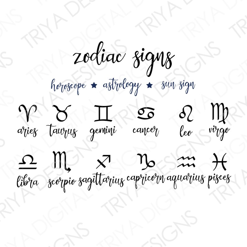 Zodiac Signs Sun Sign SVG Cut Files Astrology Horoscope | Etsy