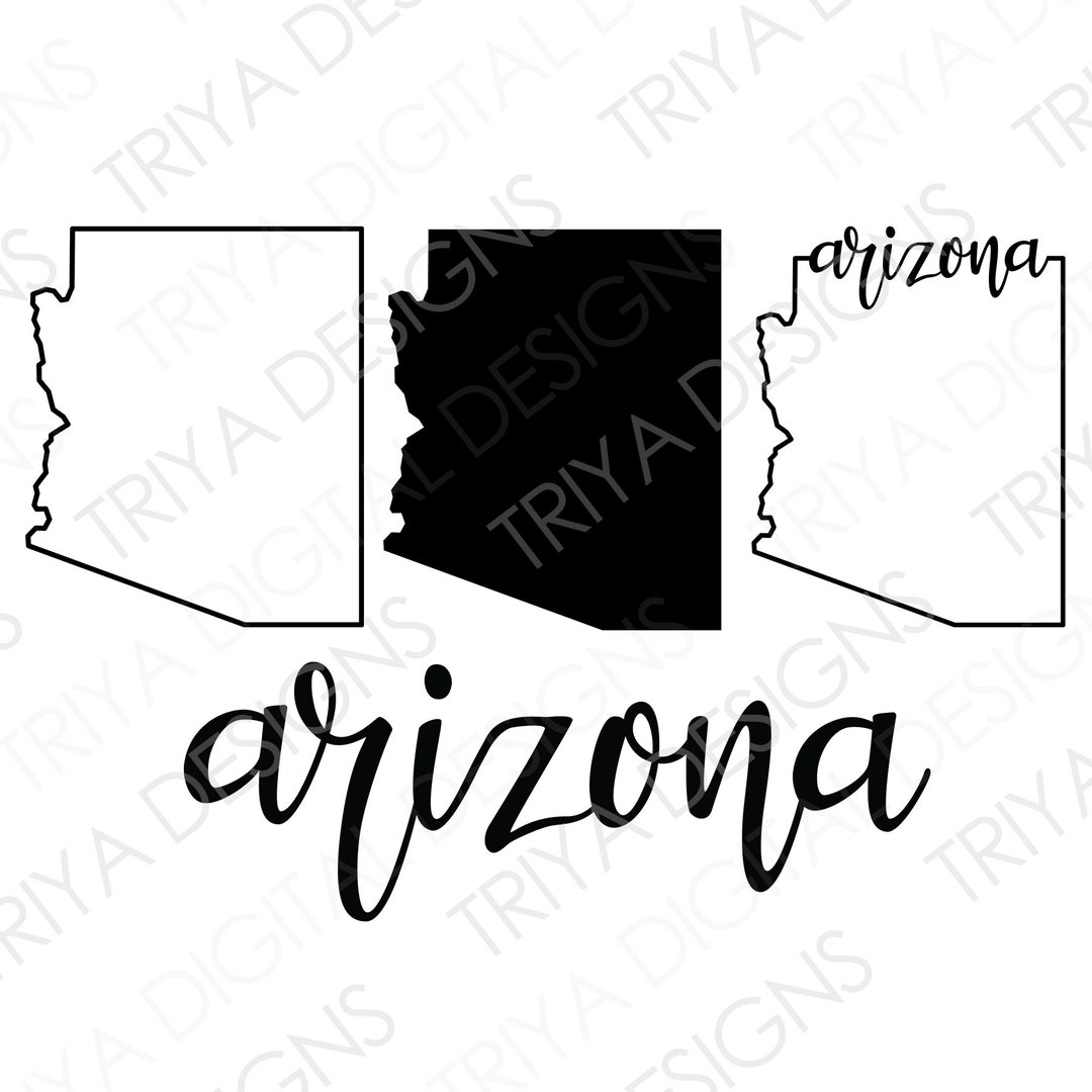 Arizona SVG Bundle | Arizona Outline With Text Cut File | State of ...