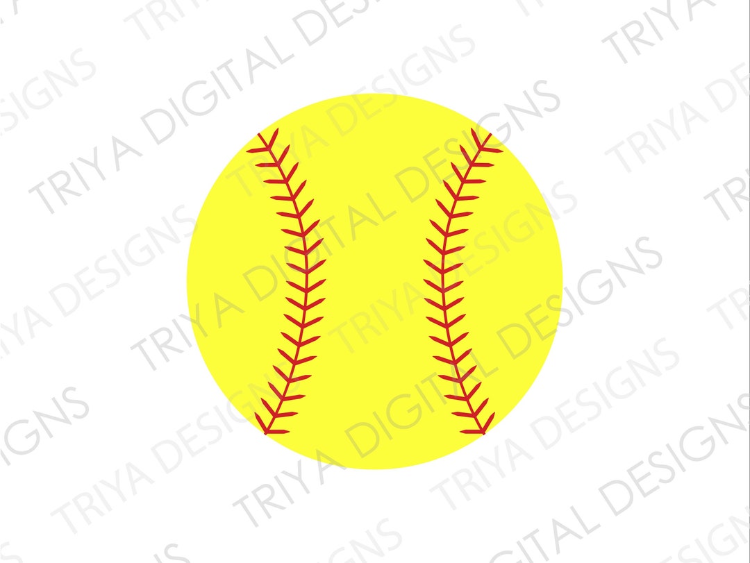 Softball SVG Cut File Yellow Red Softball PNG Ball, Softball Clip Art ...