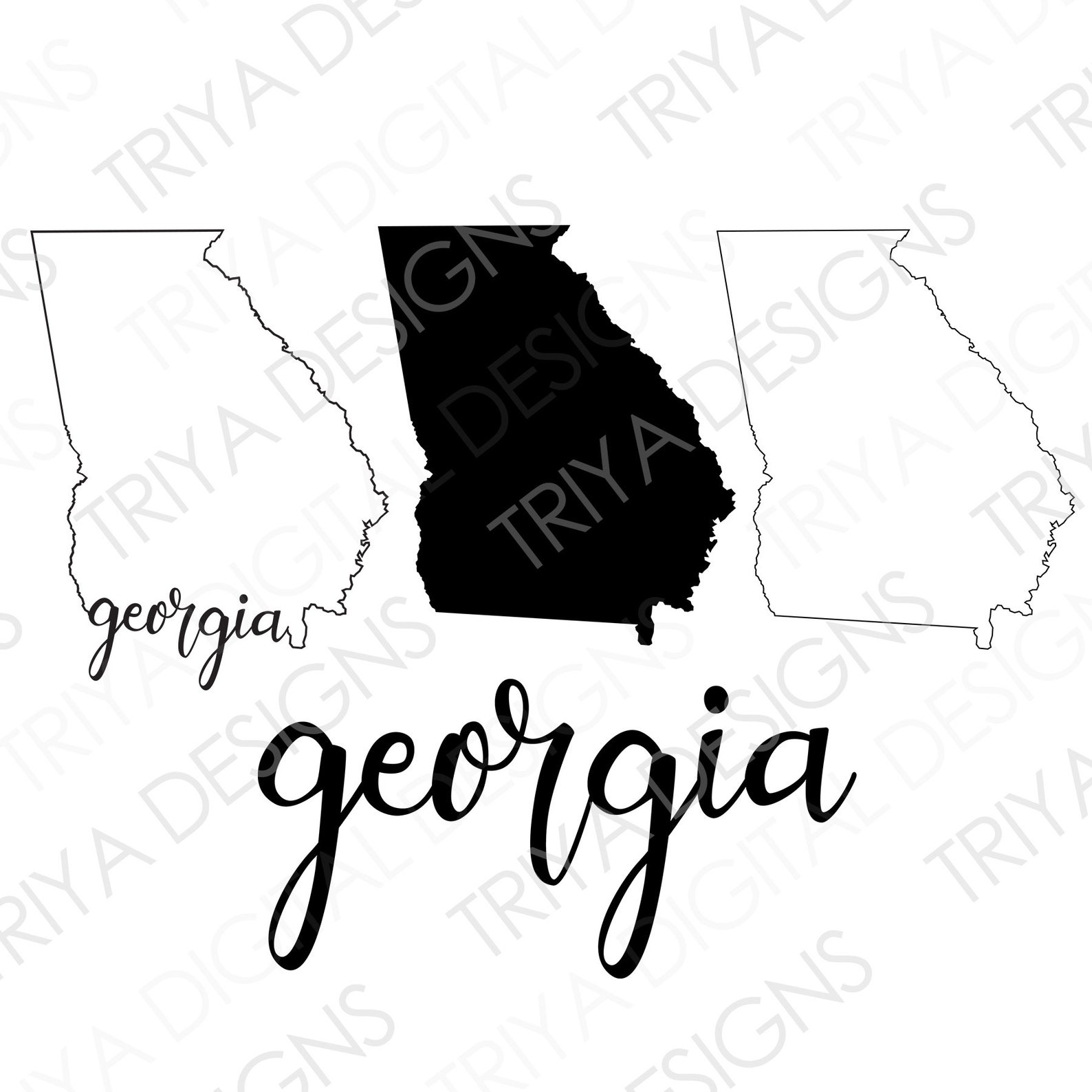 Georgia Outline With Text SVG Cut File State of Georgia | Etsy