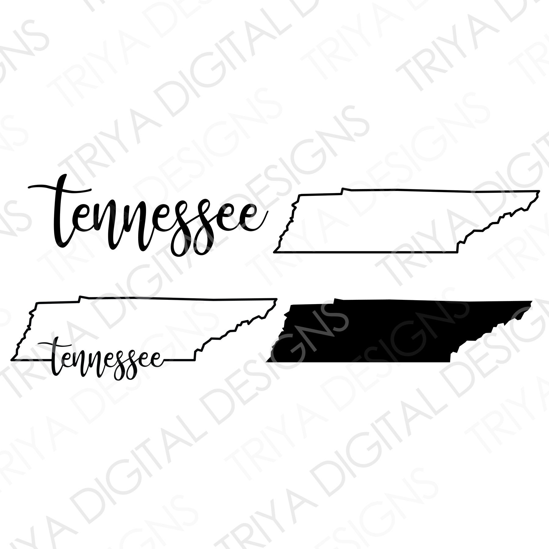 Tennessee Outline with Text SVG Cut File State of Tennessee | Etsy