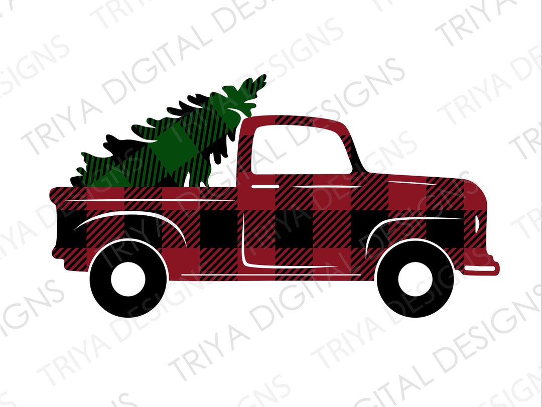 Plaid Truck With Christmas Tree SVG Cut File | Winter Christmas Truck ...
