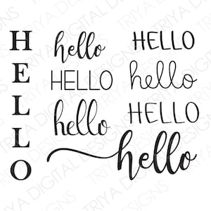 Hello SVG Bundle of 8 | Hello Hand Lettering, Front Door SVG, Hello ...
