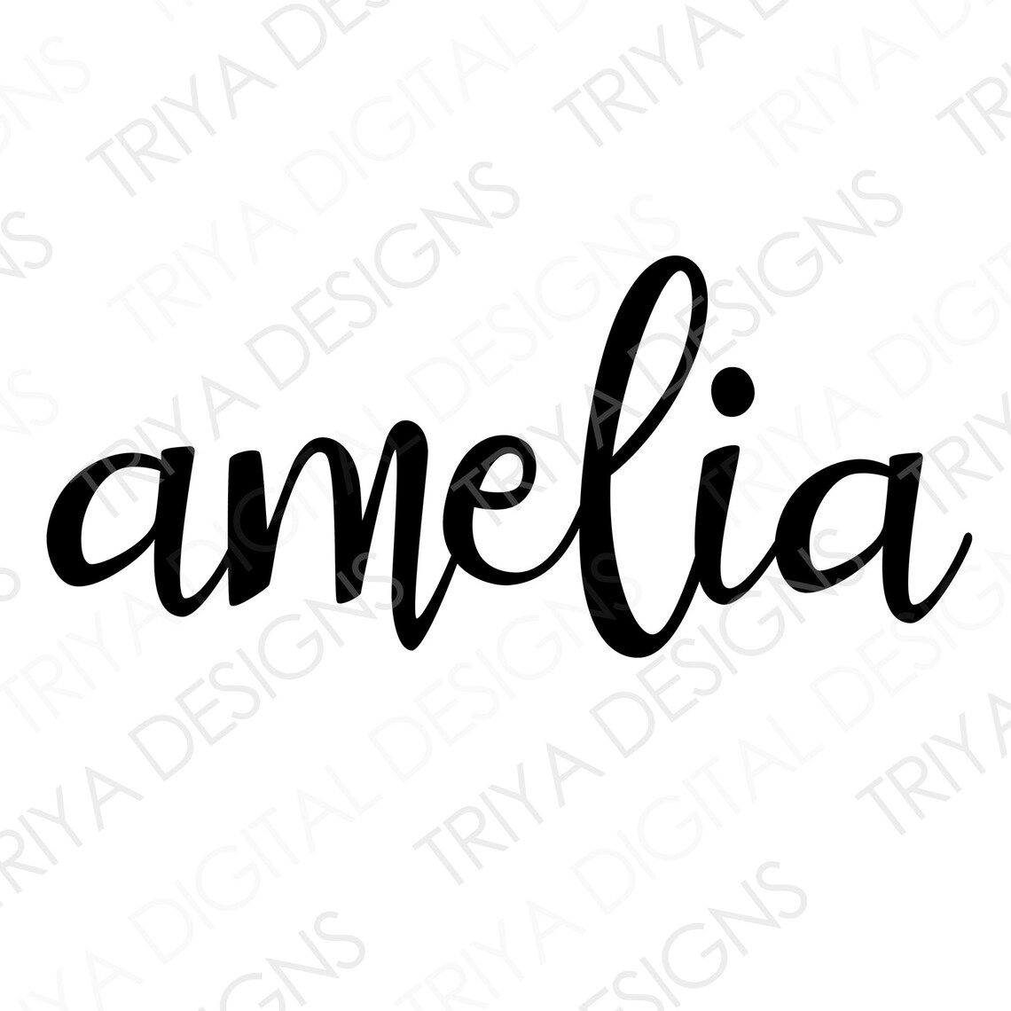 Amelia SVG Amelia Hand Lettered Cursive Text Custom First | Etsy
