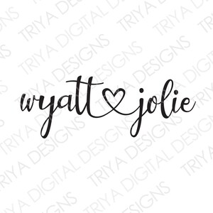 Custom Names With Heart SVG Hand Lettered Cursive Text | Etsy