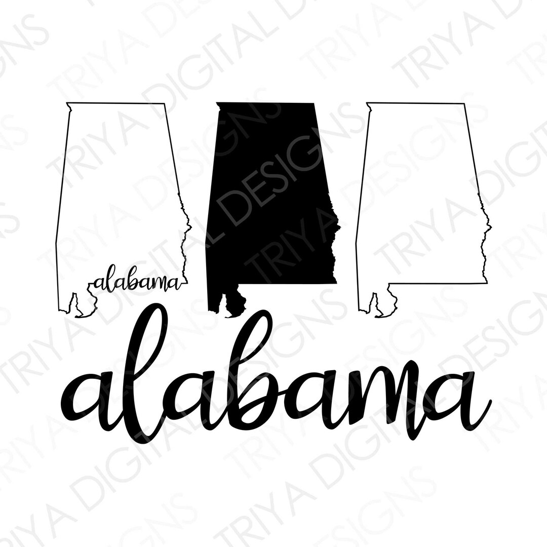 Alabama Outline With Text SVG Cut File | State of Alabama Outline SVG ...