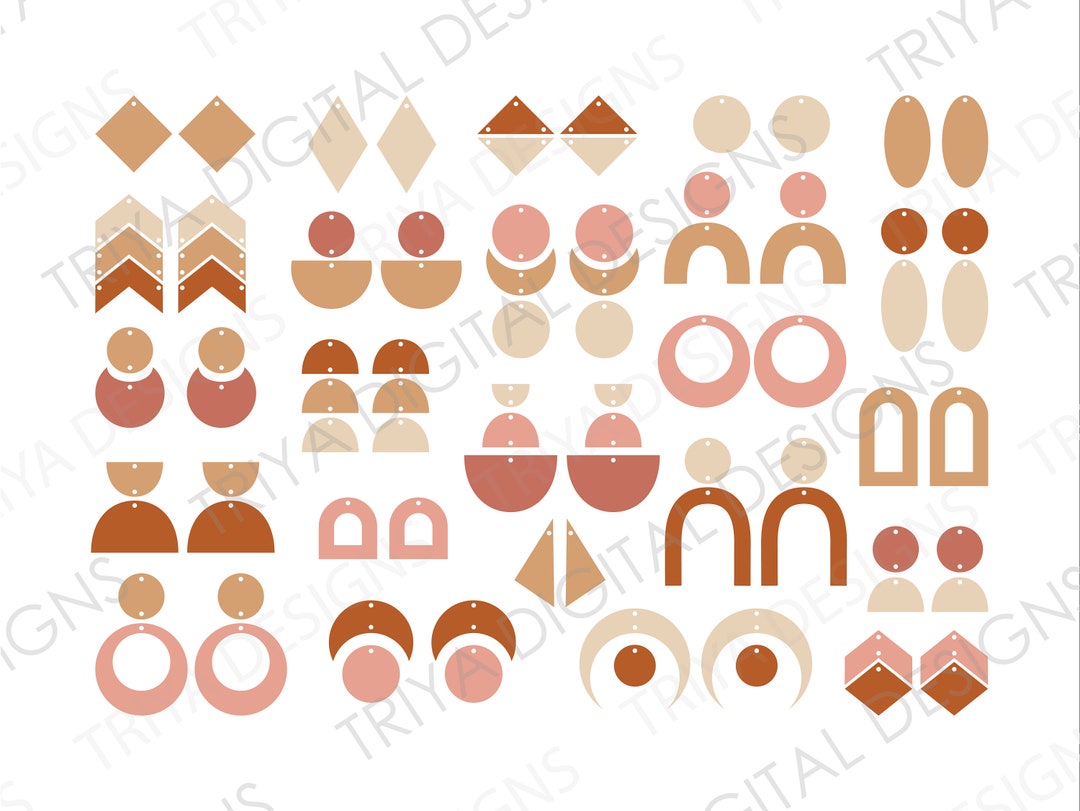 Boho Earring Set of 24 SVG Cut Files | Boho Colored Faux Leather ...
