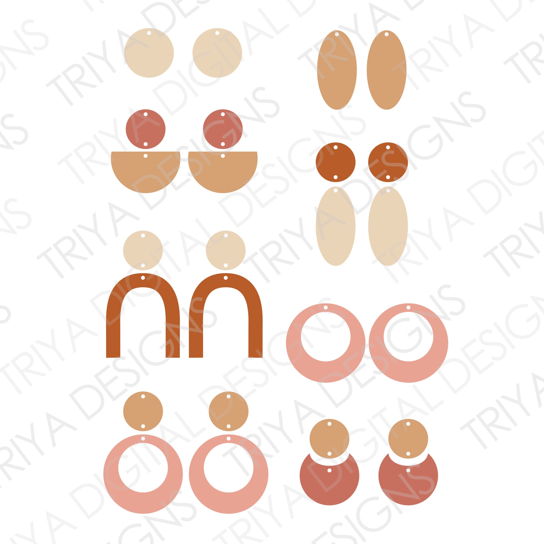 Boho Earring Set of 24 SVG Cut Files | Boho Colored Faux Leather ...