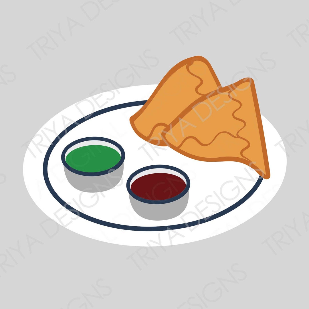 Samosa Plate SVG Cut File Samosas, Chutney, Desi Snacks, Indian Food ...