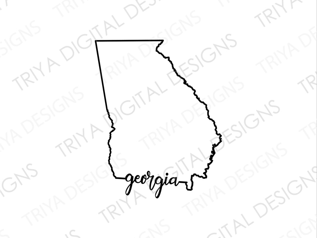Georgia Outline With Text SVG Cut File | State of Georgia Outline SVG ...