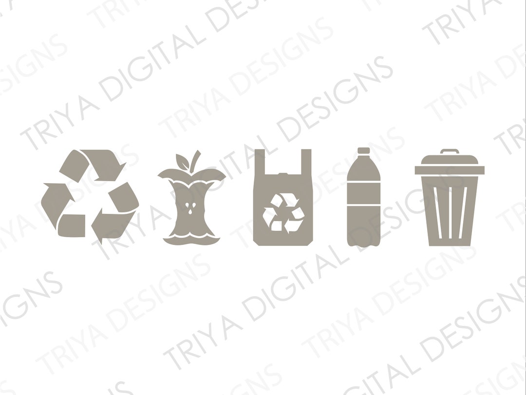 Waste Label Icons SVG Cut Files | Trash Symbol, Compost Logo, Recycling ...