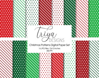 Polka Dot Christmas Digital Paper - Etsy