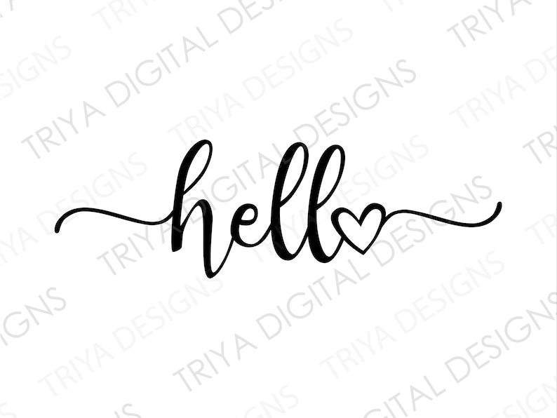 Hello With Heart SVG Hello Hand Lettering Front Door SVG - Etsy