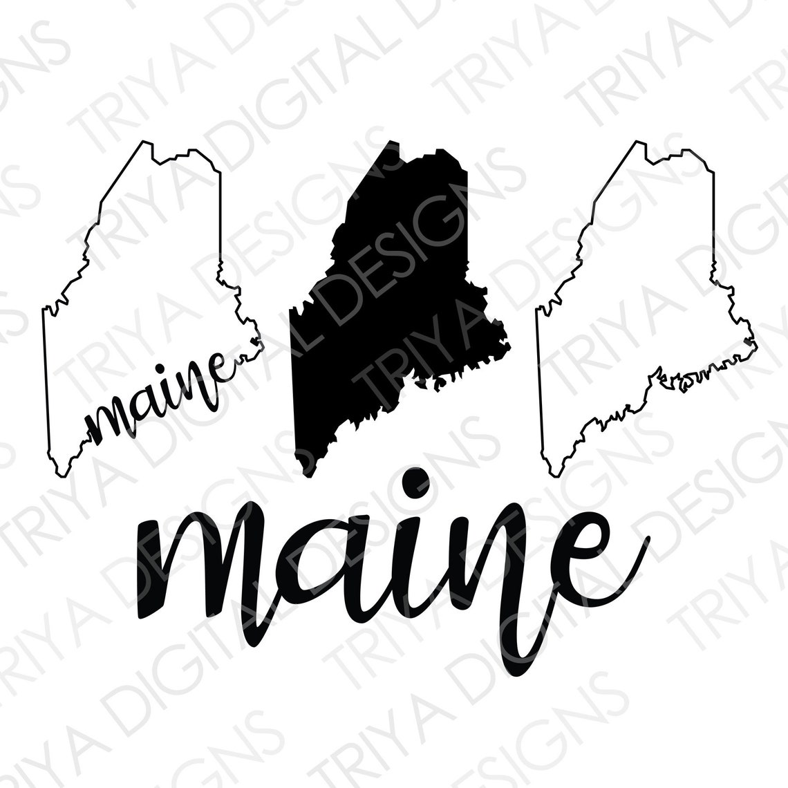 Maine SVG Bundle | Maine Outline With Text Cut File | State of Maine ...